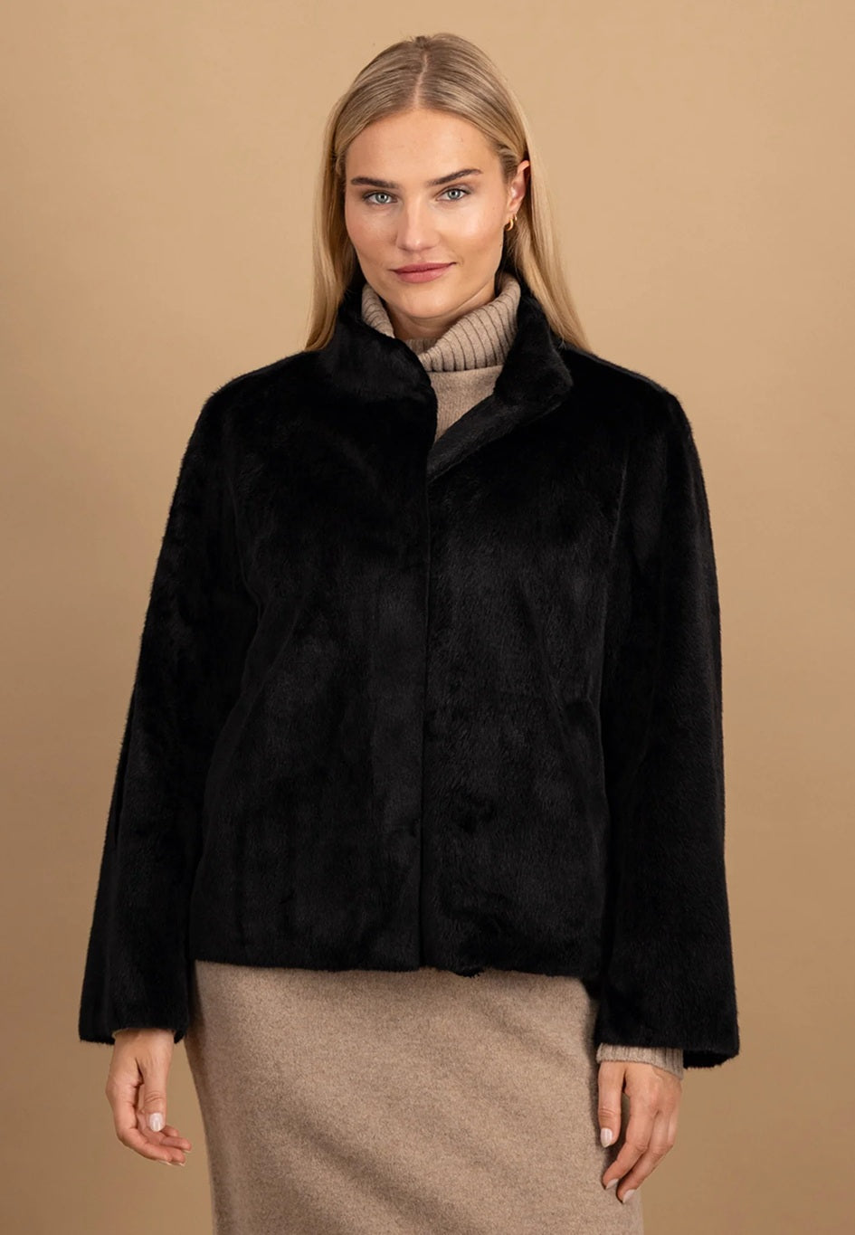 Fynch-Hatton Faux Fur Jacket Black – County Boutique
